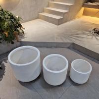 China Wholesale Fiber Clay Planter Round D440x390mm Powder Coated Modern Plant Pot for sale