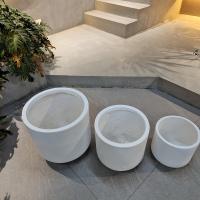 China Wholesale Fiber Clay Planter Round D440x390mm Powder Coated Modern Plant Pot for sale