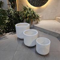 China Wholesale Fiber Clay Planter Round D440x390mm Powder Coated Modern Plant Pot for sale
