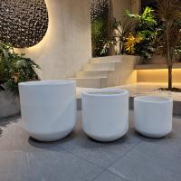 China Wholesale Fiber Clay Planter Round D440x390mm Powder Coated Modern Plant Pot for sale