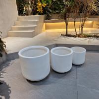 China Wholesale Fiber Clay Planter Round D440x390mm Powder Coated Modern Plant Pot for sale