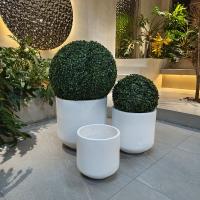 China Wholesale Fiber Clay Planter Round D440x390mm Powder Coated Modern Plant Pot for sale