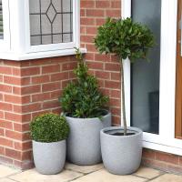 China Wholesale Fiber Clay Planter Round D440x390mm Powder Coated Modern Plant Pot for sale