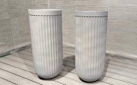 China Custom Fiber Clay Planter Round Durable Outdoor 5-6 Years Lifespan D400 H900 for sale