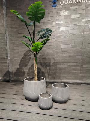 China Fiber Clay Planter Round Modern Design Indoor Hotel Garden Home Durable Lightweight Size A Φ350 H330 for sale