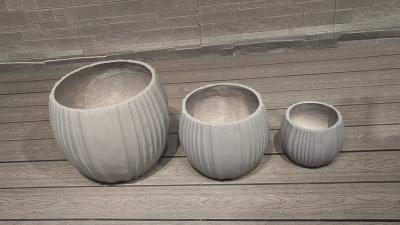 China Round Fiber Cement Planter 350mm Durable Waterproof Fireproof for Indoor Outdoor Garden for sale