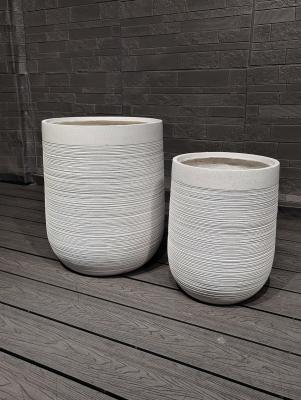 China Fiber Clay Planter Φ300 H400mm 5-6 Year Outdoor Life Texture Surface Weather-resistant Long-lasting for sale