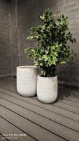 China Fiber Clay Planter Φ300 H400mm 5-6 Year Outdoor Life Texture Surface Weather-resistant Long-lasting for sale