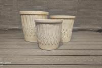 China Fiber Clay Planter Round 300mm 400mm with Drainage Holes Indoor Outdoor Durable Lightweight for sale