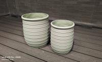 China Custom Fiber Clay Planter with Drainage Holes for Indoor Hotel Garden Home 2 Sizes for sale