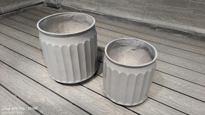 China Hand Carve Fiber Cement Planter Pot for Charcoal Oven Camping Burners Heater 2 Sizes for sale