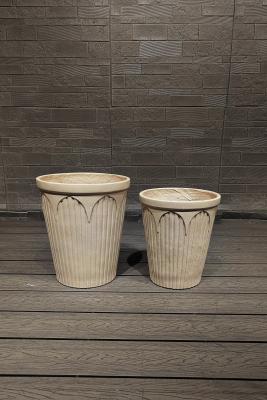China Fiber Clay Planter 350x400mm Hand Carved Durable Lightweight for Indoor Hotel Garden for sale