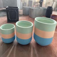 China Quangui Fiber Clay Planter Round D440x390mm Powder Coated Fading Resistant for Patio Garden for sale