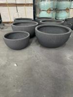 China Quangui Fiber Clay Planter Round D440x390mm Powder Coated Fading Resistant for Patio Garden for sale
