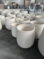 China Quangui Fiber Clay Planter Round D440x390mm Powder Coated Fading Resistant for Patio Garden for sale
