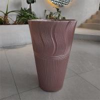 China Quangui Powder Coated Fiber Clay Planter Round D440x390mm Modern Flower Pot for sale