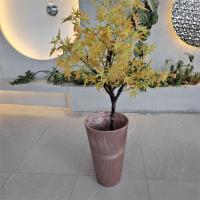 China Quangui Powder Coated Fiber Clay Planter Round D440x390mm Modern Flower Pot for sale