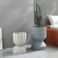 China Frost Resistant Fiber Clay Planter Round D440x390mm for Indoor Outdoor Plants for sale