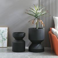 China Frost Resistant Fiber Clay Planter Round D440x390mm for Indoor Outdoor Plants for sale
