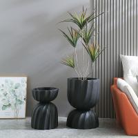 China Frost Resistant Fiber Clay Planter Round D440x390mm for Indoor Outdoor Plants for sale