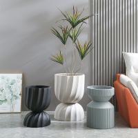 China Frost Resistant Fiber Clay Planter Round D440x390mm for Indoor Outdoor Plants for sale