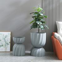 China Frost Resistant Fiber Clay Planter Round D440x390mm for Indoor Outdoor Plants for sale