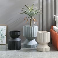 China Frost Resistant Fiber Clay Planter Round D440x390mm for Indoor Outdoor Plants for sale