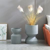 China Frost Resistant Fiber Clay Planter Round D440x390mm for Indoor Outdoor Plants for sale