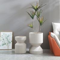 China Frost Resistant Fiber Clay Planter Round D440x390mm for Indoor Outdoor Plants for sale