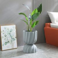 China Frost Resistant Fiber Clay Planter Round D440x390mm for Indoor Outdoor Plants for sale