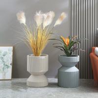 China Frost Resistant Fiber Clay Planter Round D440x390mm for Indoor Outdoor Plants for sale