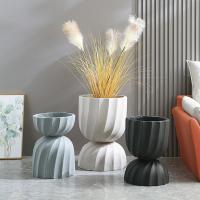 China Frost Resistant Fiber Clay Planter Round D440x390mm for Indoor Outdoor Plants for sale