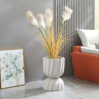 China Frost Resistant Fiber Clay Planter Round D440x390mm for Indoor Outdoor Plants for sale