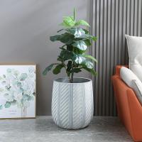 China Quangui Powder Coated Fiber Clay Planter Round D440x390mm for Patio Garden for sale