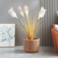 China Frost Resistant Patio Fiber Clay Planters Round Shape for sale