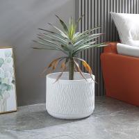China Frost Resistant Patio Fiber Clay Planters Round Shape for sale