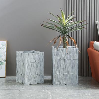 China Quangui Round Fiber Clay Planter D440x390mm Powder Coated Frost Resistant for sale