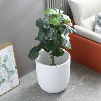 China Quangui Round Fiber Clay Planter D440x390mm Powder Coated Frost Resistant for sale