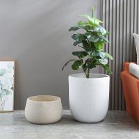 China Quangui Round Fiber Clay Planter D440x390mm Powder Coated Frost Resistant for sale