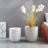 China Quangui Round Fiber Clay Planter D440x390mm Powder Coated Frost Resistant for sale