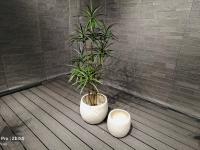 China Quangui Fiber Clay Planter Round 350x350x320mm Waterproof Fireproof with Drainage Holes for sale