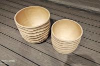 China Fiber Clay Planter Round 380x320mm Durable Lightweight for Patio Garden for sale