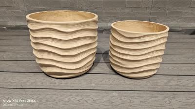 China Fiber Clay Planter Round 380x320mm Durable Lightweight for Patio Garden for sale
