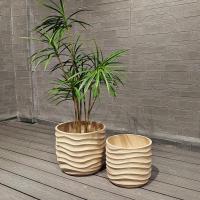China Fiber Clay Planter Round 380x320mm Durable Lightweight for Patio Garden for sale