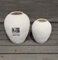 China Fiber Clay Planter Round 300mm Indoor Decoration Durable Vintage Style for Charcoal Oven Camping Burners for sale