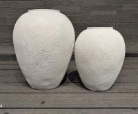China Fiber Clay Planter Round 300mm Indoor Decoration Durable Vintage Style for Charcoal Oven Camping Burners for sale