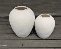 China Fiber Clay Planter Round 300mm Indoor Decoration Durable Vintage Style for Charcoal Oven Camping Burners for sale