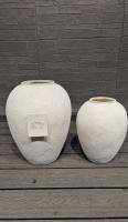 China Fiber Clay Planter Round 300mm Indoor Decoration Durable Vintage Style for Charcoal Oven Camping Burners for sale