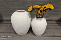 China Fiber Clay Planter Round 300mm Indoor Decoration Durable Vintage Style for Charcoal Oven Camping Burners for sale