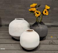 China Fiber Clay Planter Round Vintage Terracotta Pot with Drainage Holes 35x35x35cm for sale